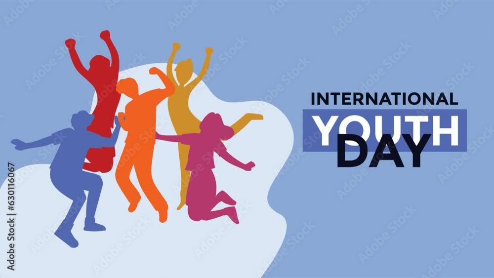 International Youth Day Animation. text animation and youth people ...
