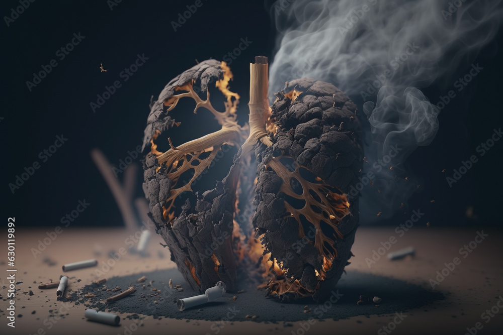 Human smoker lungs, stop smoking, no tobacco, harmful effects of ...