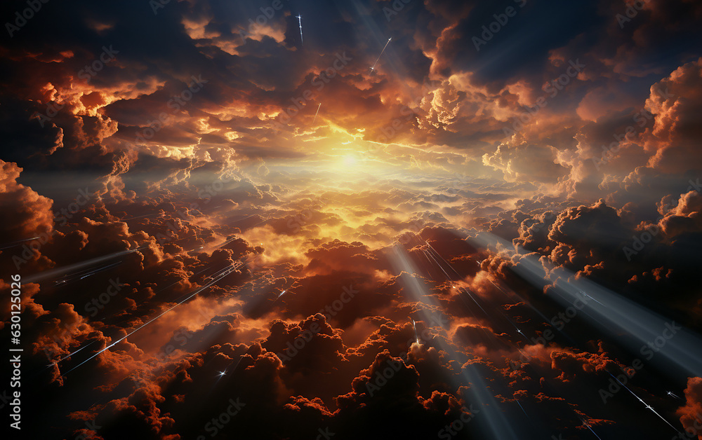 sacred light. The divine light cascades, shining with a sacred and ...