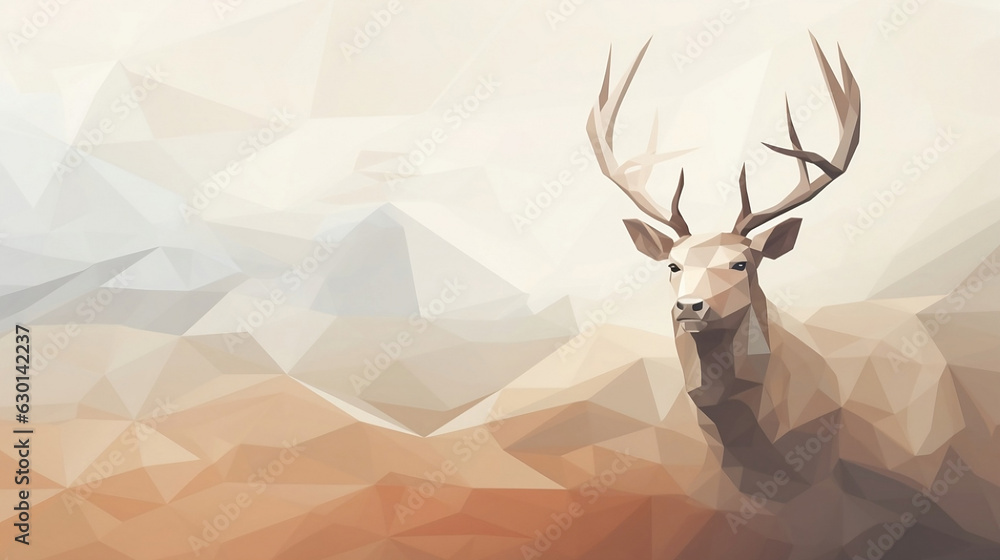 bull elk stag deer abstract poly background white beige scheme Stock ...