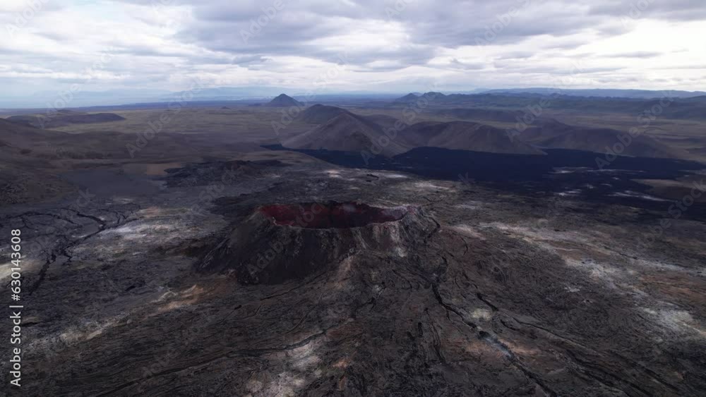 DRONE AERIAL FOOTAGE: The Fagradalsfjall volcano crater and lava field ...