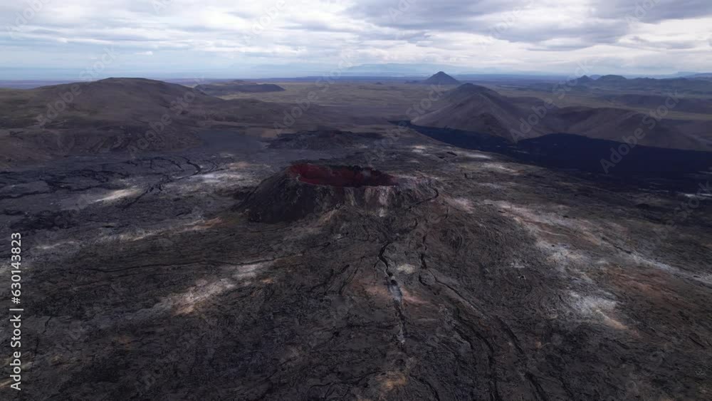 DRONE AERIAL FOOTAGE: The Fagradalsfjall volcano crater and lava field ...