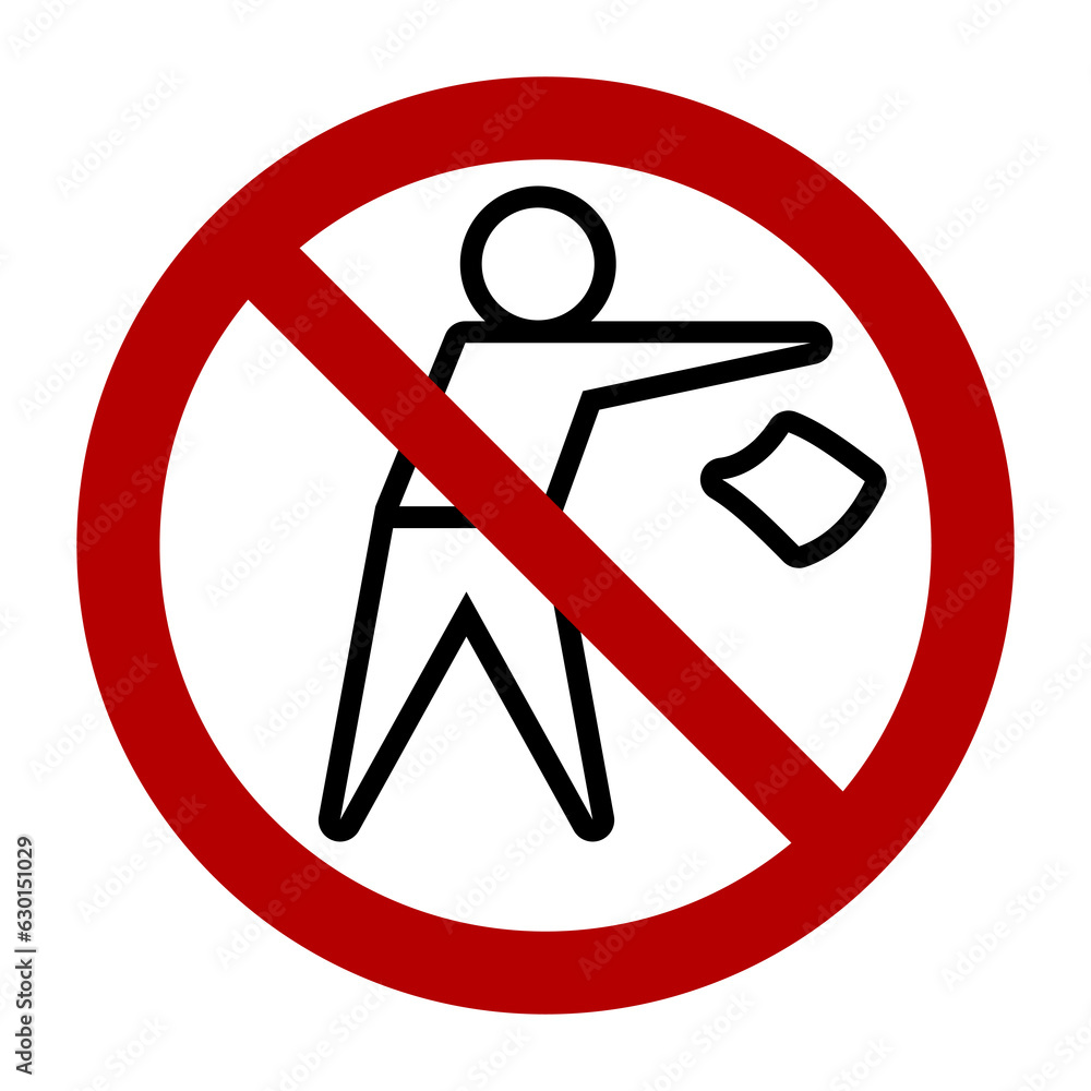 Do not litter, keep it clean symbol, prohibition sign. Flat vector ...