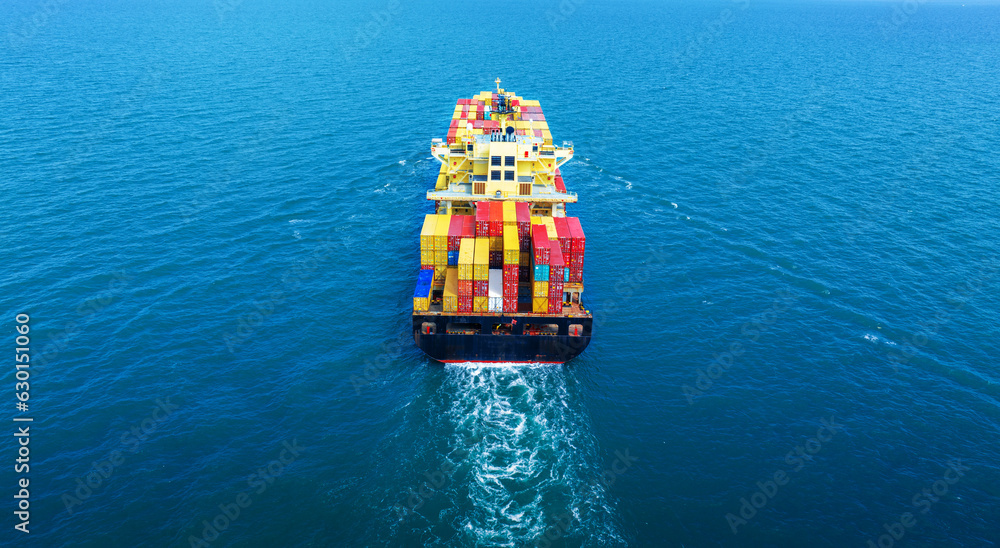 Cargo container Ship, cargo vessel ship carrying container and running ...