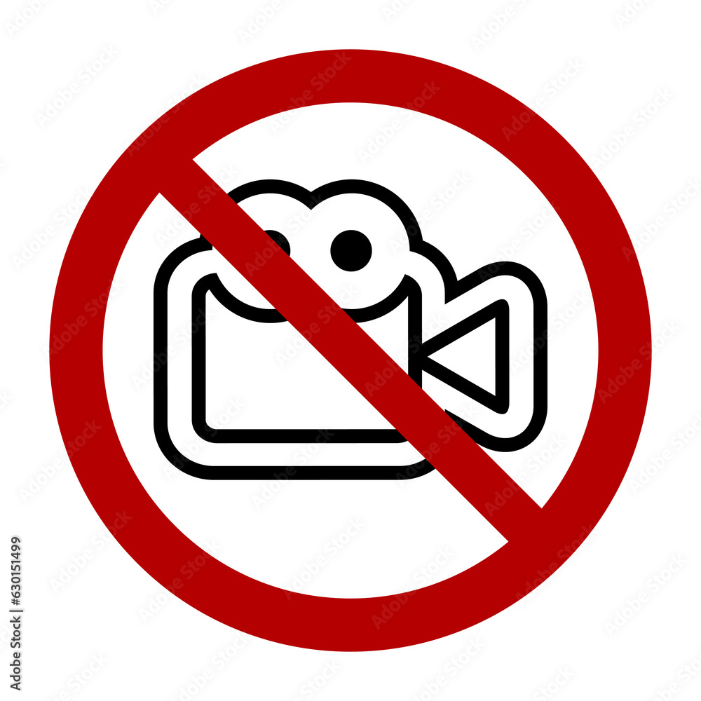 No camera video filming symbol, prohibition sign. Flat vector ...