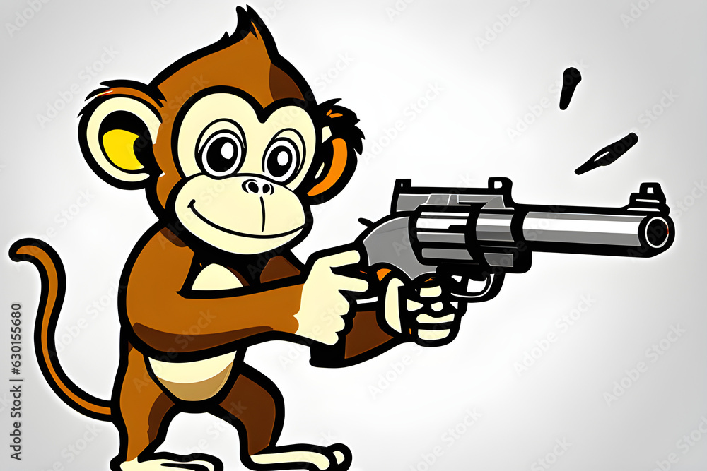 cartoon of a monkey with gun. Generative AI. Stock Illustration | Adobe ...
