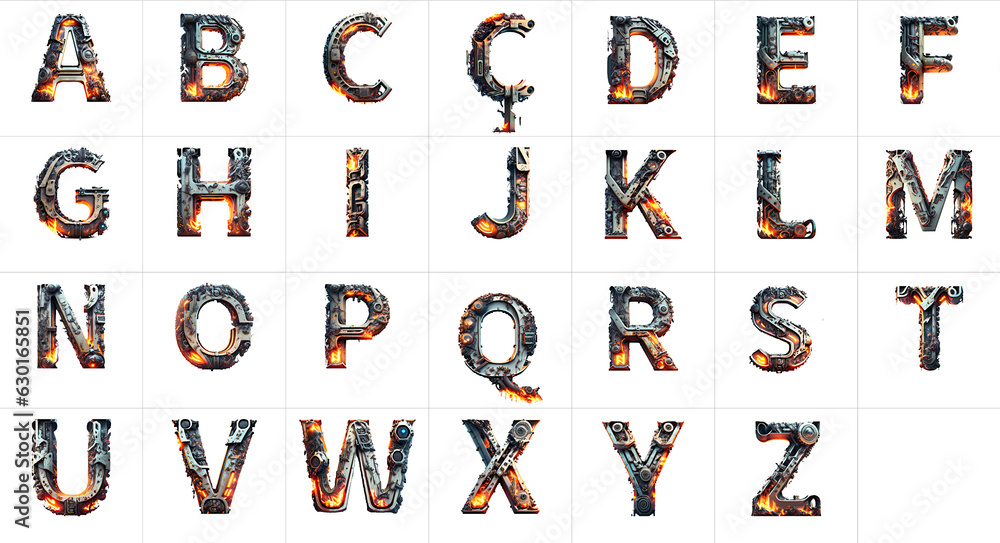 Poster Alphabet in post apocalyptic cyberpunk style – Tableau | Europosters