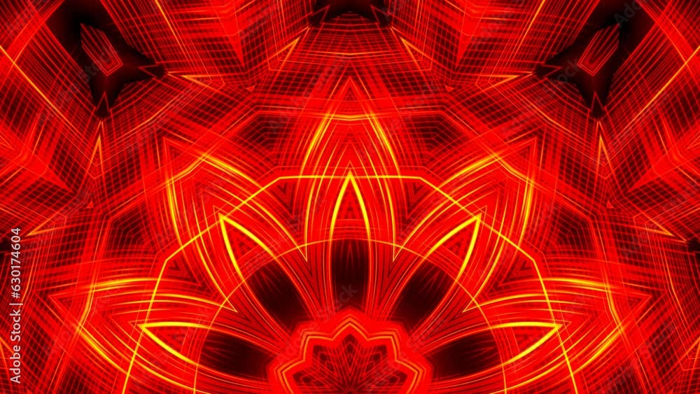 Interweaving of threads, fibers moving, rotating in half of fiery ...