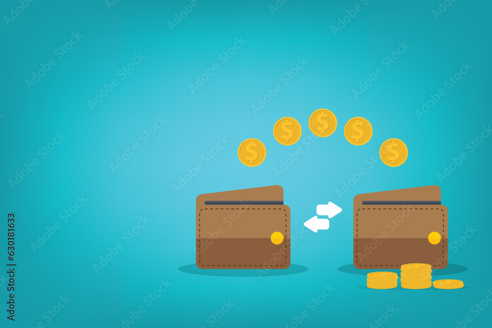 Digital wallet transaction. Sending and receiving money. Money transfer ...