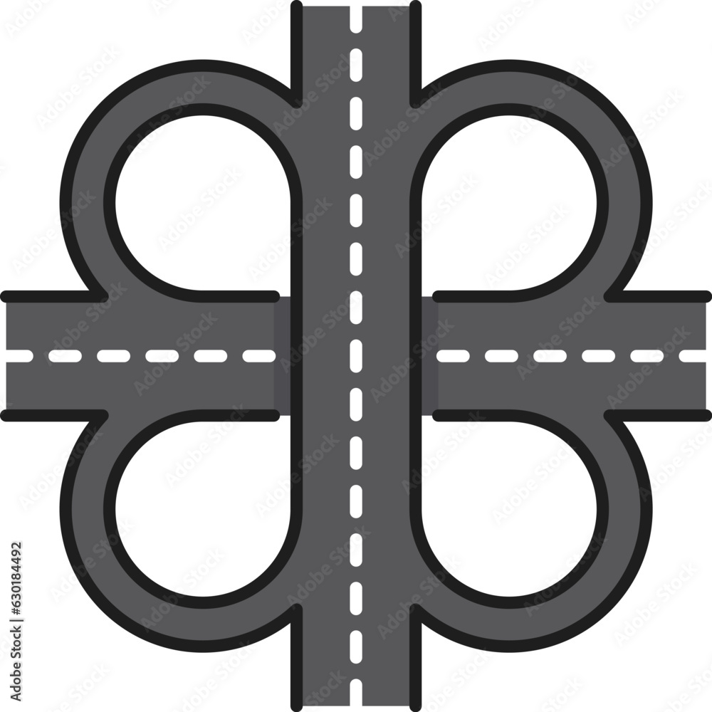 Vetor de Color highway roan line icon, crossroad route or street transport interchange, vector ...