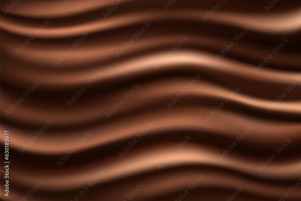 Brown chocolate wave background of cream with smooth texture, vector ...