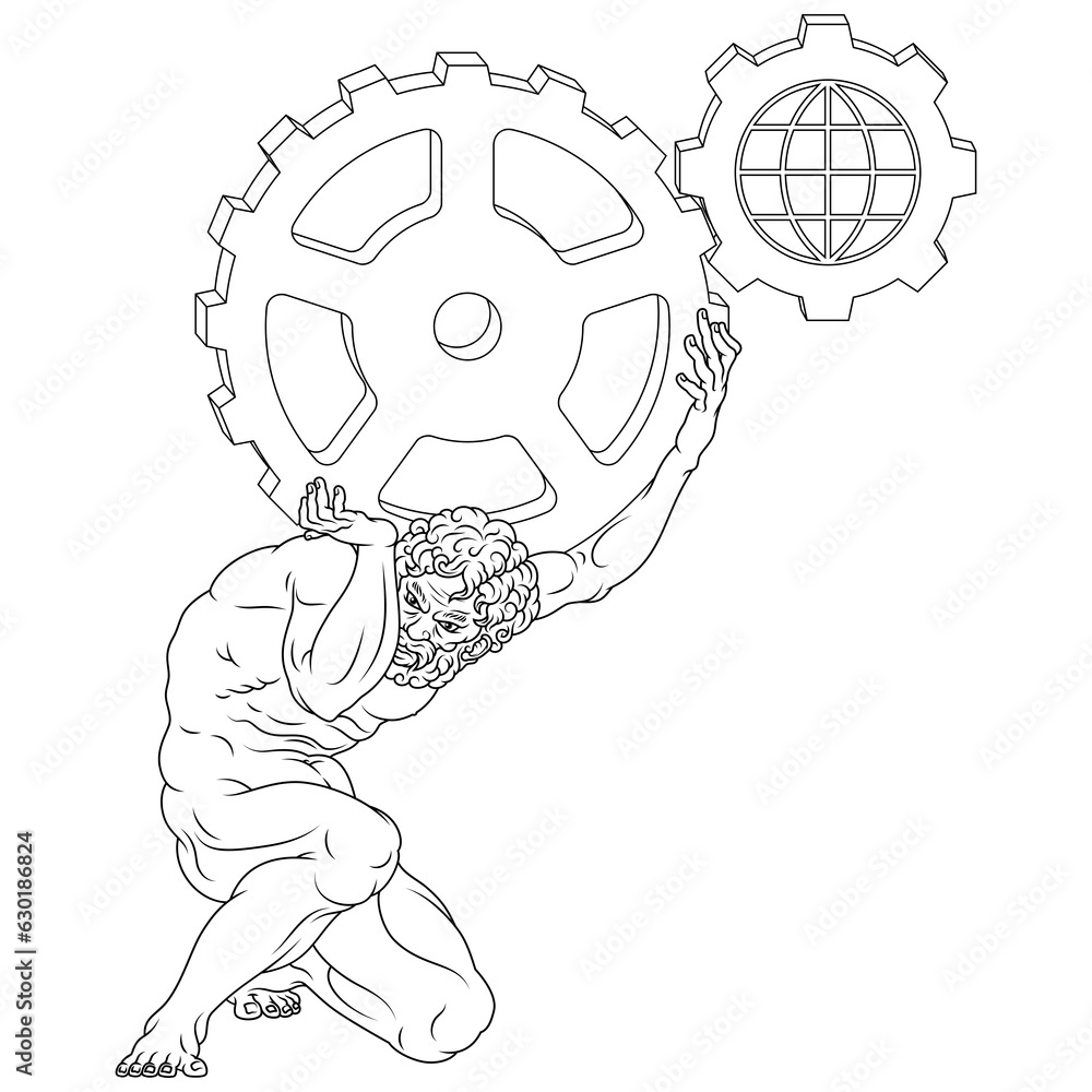 Titan Atlas holding the planet earth on his shoulders, titan from Greek ...