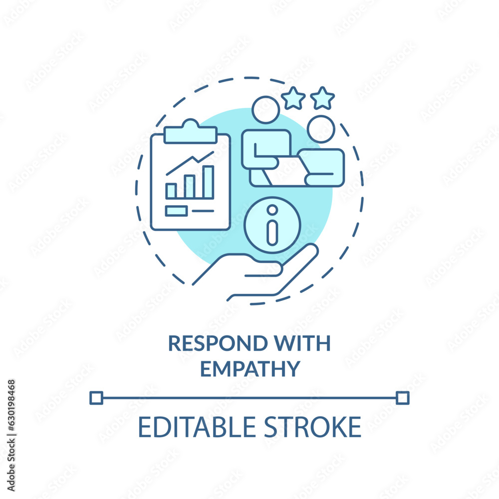 Respond with empathy soft blue concept icon. Help customer. Build trust ...