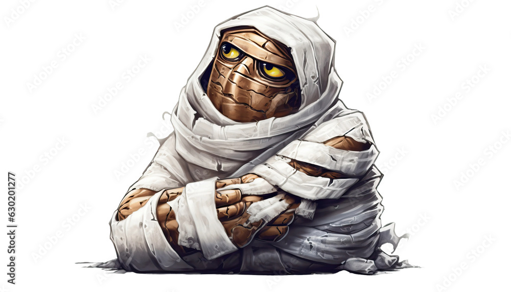 Mummy wrapped in bandages, slowly rising from the tomb, Halloween mummy ...