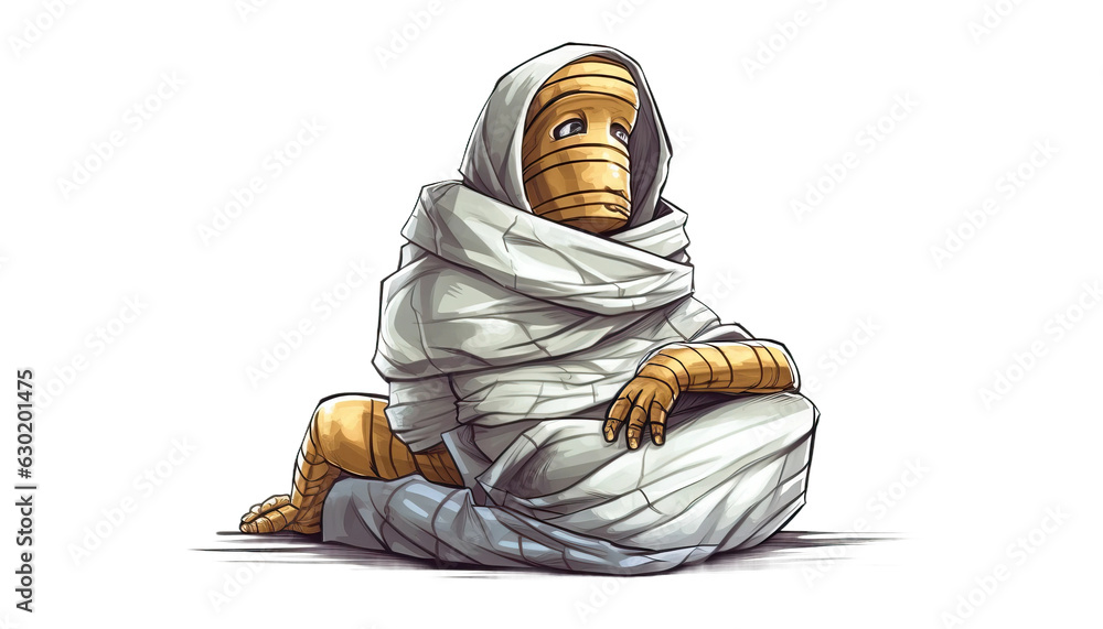 Mummy wrapped in bandages, slowly rising from the tomb, Halloween mummy ...