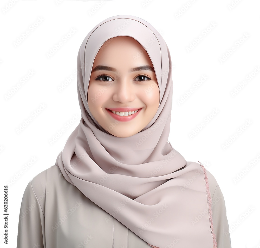 beautiful islamic woman smiling happily on transparent background ...