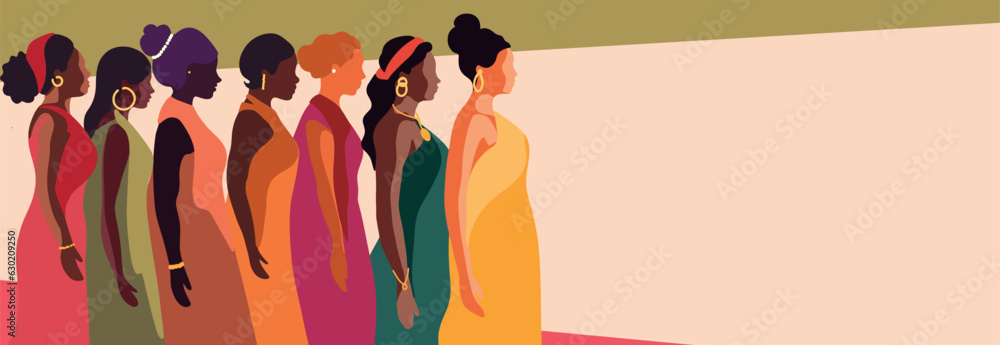 Vecteur Stock Vector flat horizontal banner for International Women's ...