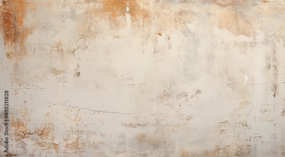 Distressed painted antique wall in white, grey, cream, ivory and gold ...