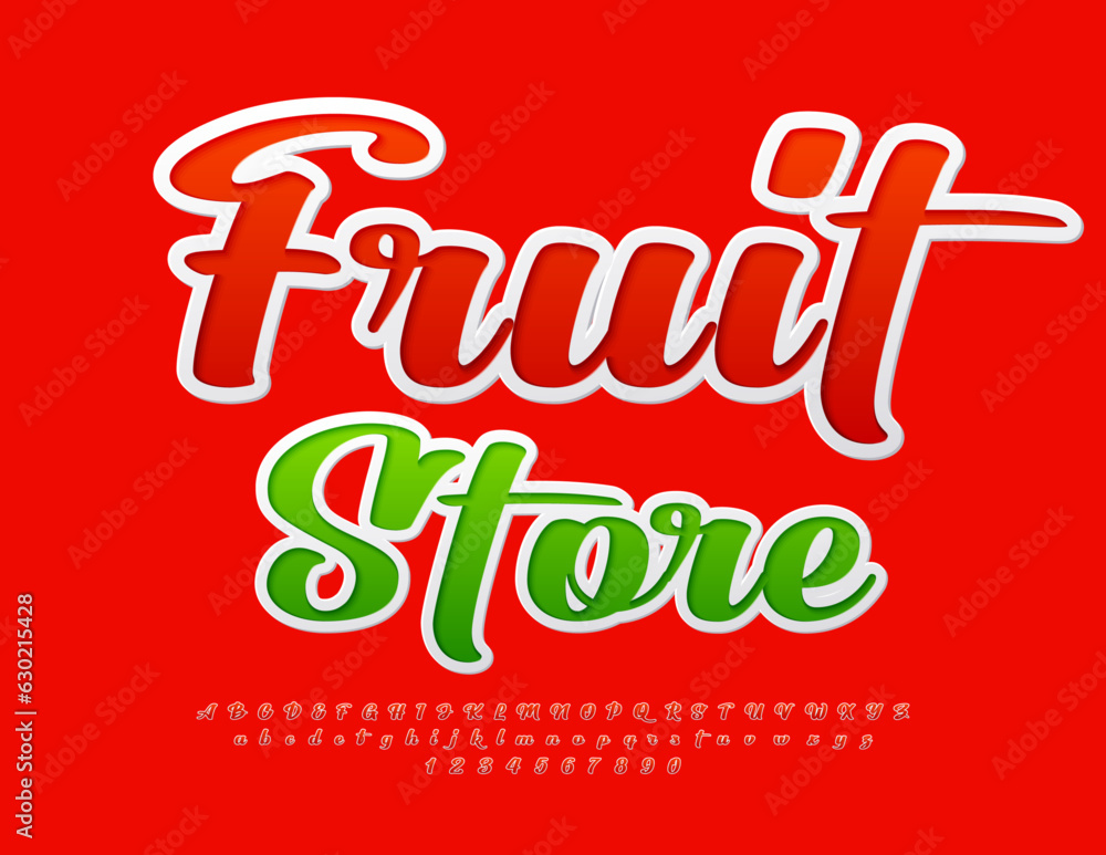 Vector modern logo Fruit Store with cursive Alphabet Letters, Numbers ...