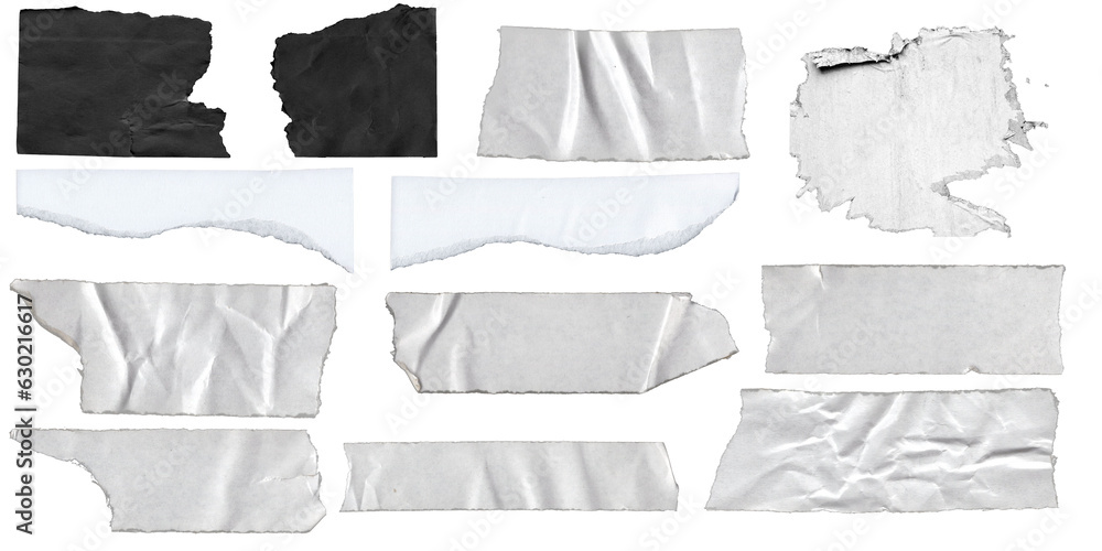 set collection of ripped textured paper strips / scraps or tape ...
