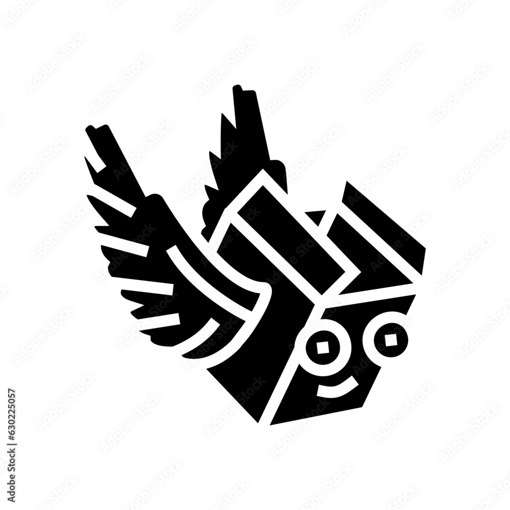 Vecteur Stock fly wings cardboard box character glyph icon vector. fly ...