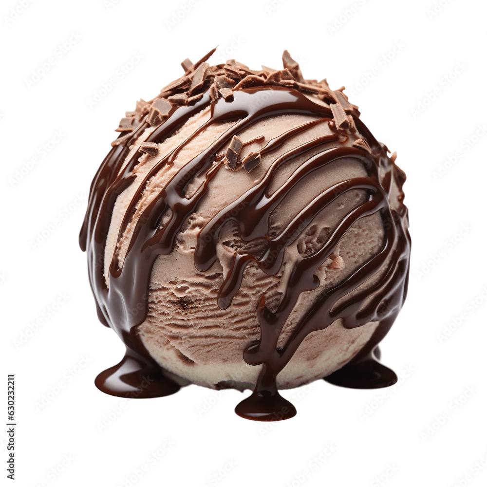 Chocolate ice cream ball isolated on transparent background. PNG file ...