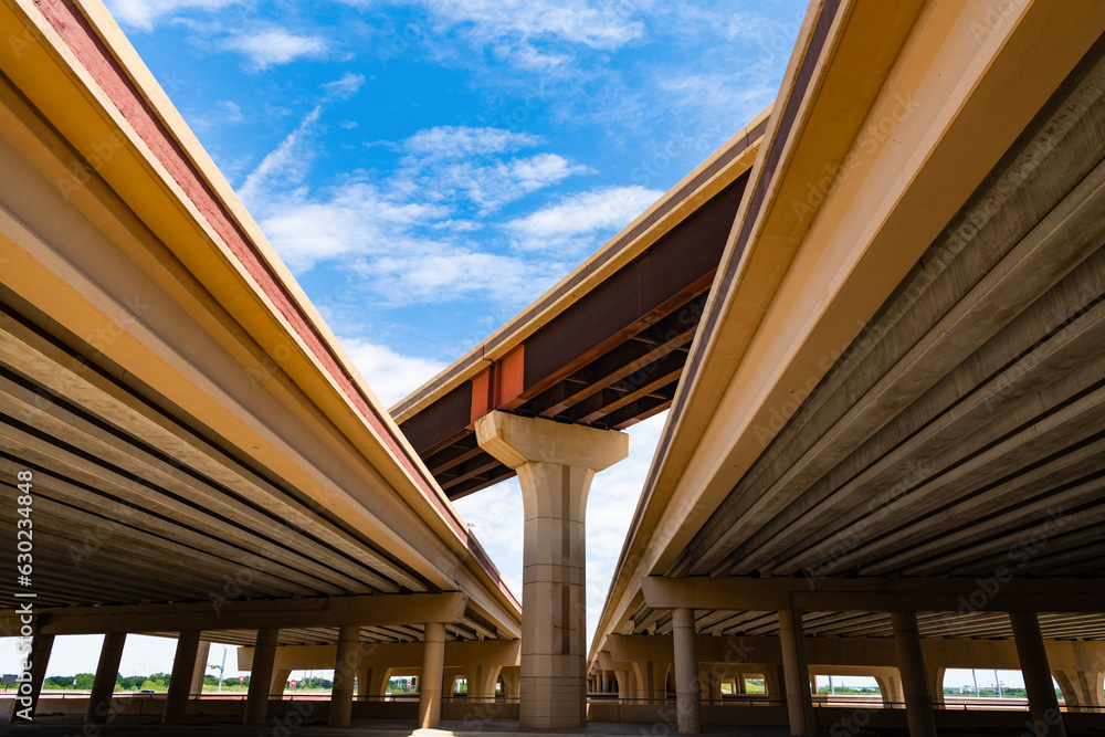 overpass structure of bridge. structural roadway. road junction ...