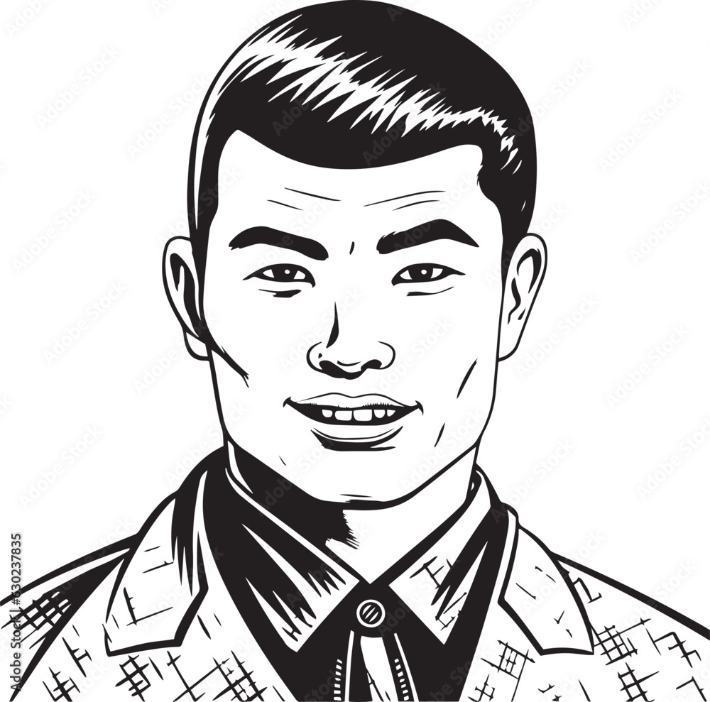 Hand-drawn Retro Asian man , Retro comics, American cartoon comic books ...