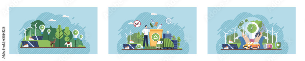 Global warming, climate change, ecology problems set. Earth day ...