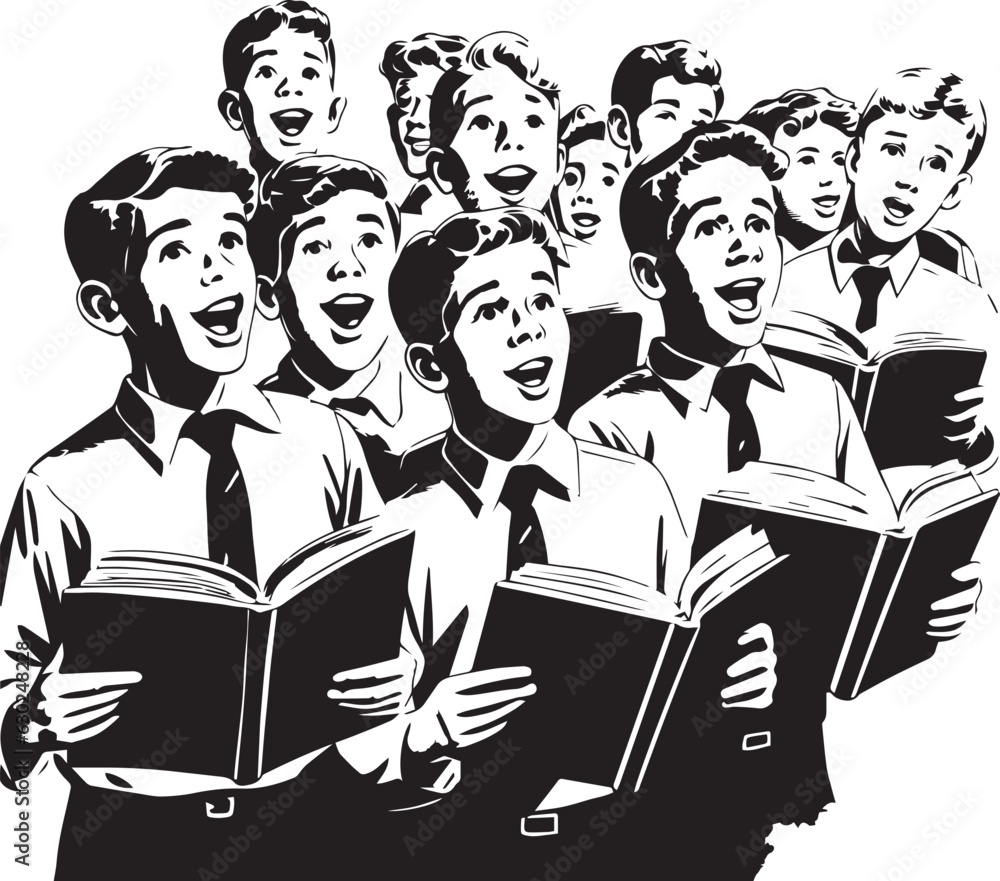 Hand-drawn Retro boys' church choir , Retro comics, American cartoon ...