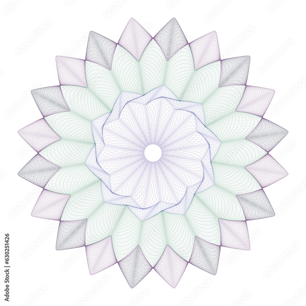 Watermark. Guilloche rosette element. Digital watermark for Security ...