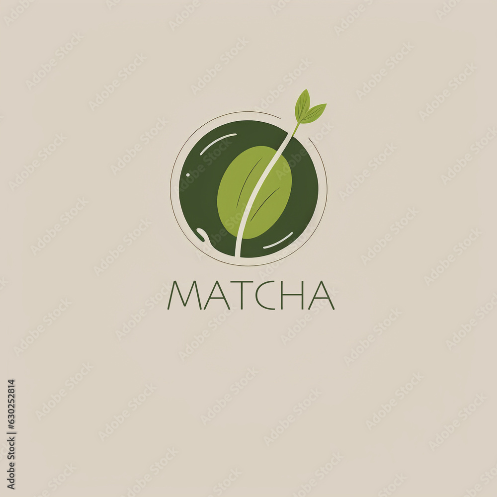 Generative AI. matcha logo with beautiful matcha lettering and natural ...