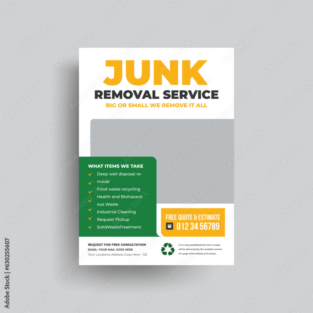 Junk removal service agency flyer template. Garbage, Waste removal ...