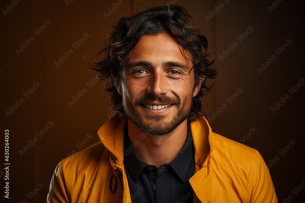 Generative ai studio portrait of handsome young latino man on colour ...