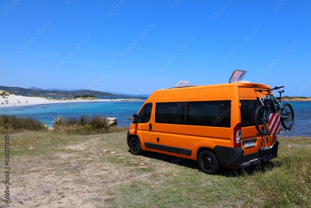 SARDINIA, ITALY - MAY 27, 2023: Home made camper van made from regular ...