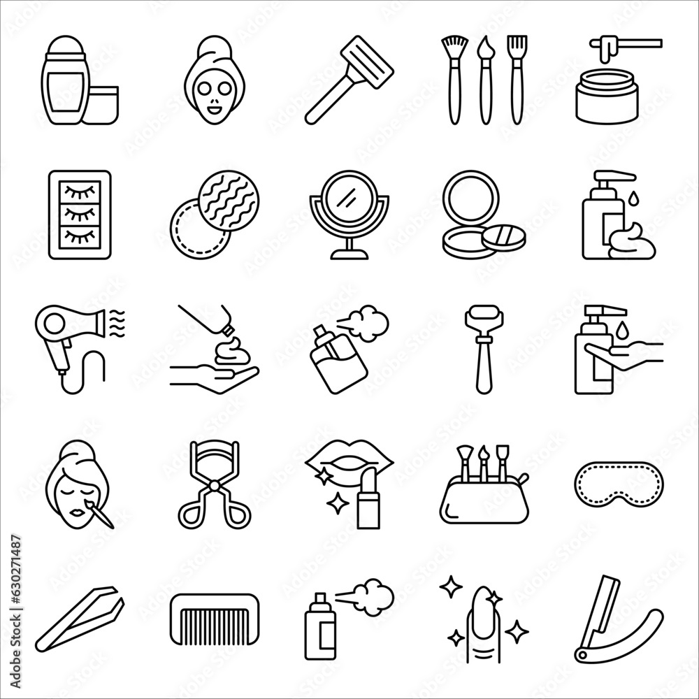Beauty Cosmetic Minimalistic Flat Line Outline Stroke Icon Pictogram ...