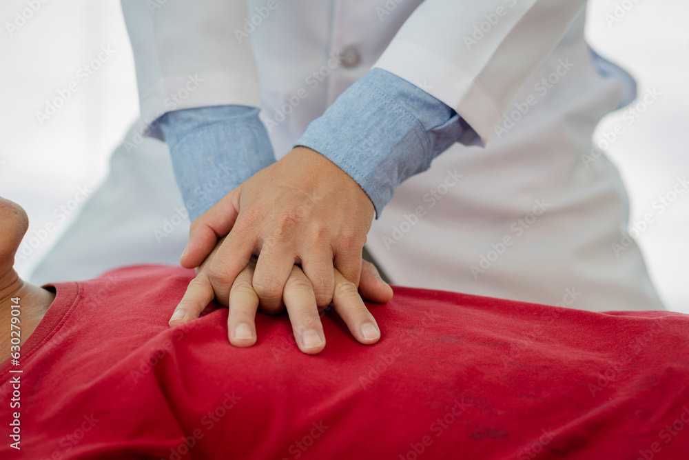 Emergency first aid CPR for men with a heart attack or shock. health ...