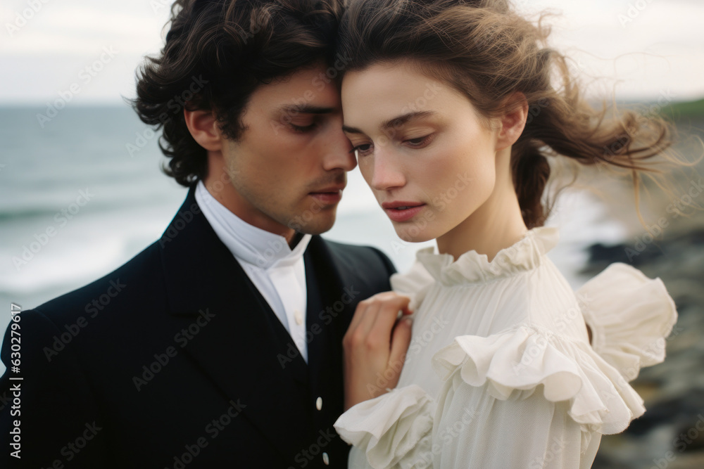 male/female model/couple in love in magazine editorial fashion/beauty ...