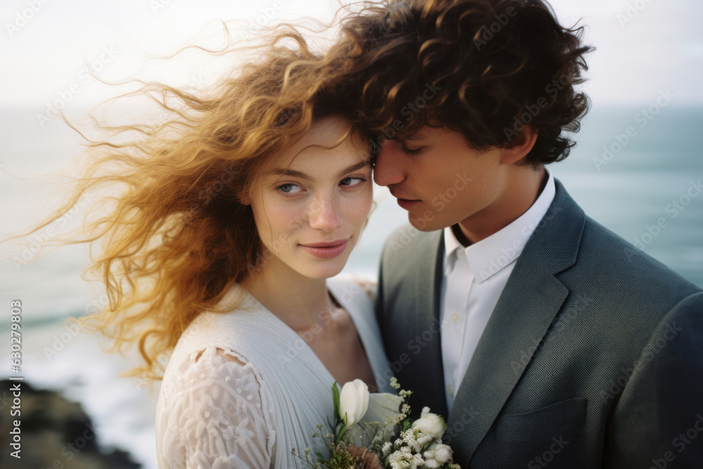 male/female model/couple in love in magazine editorial fashion/beauty ...