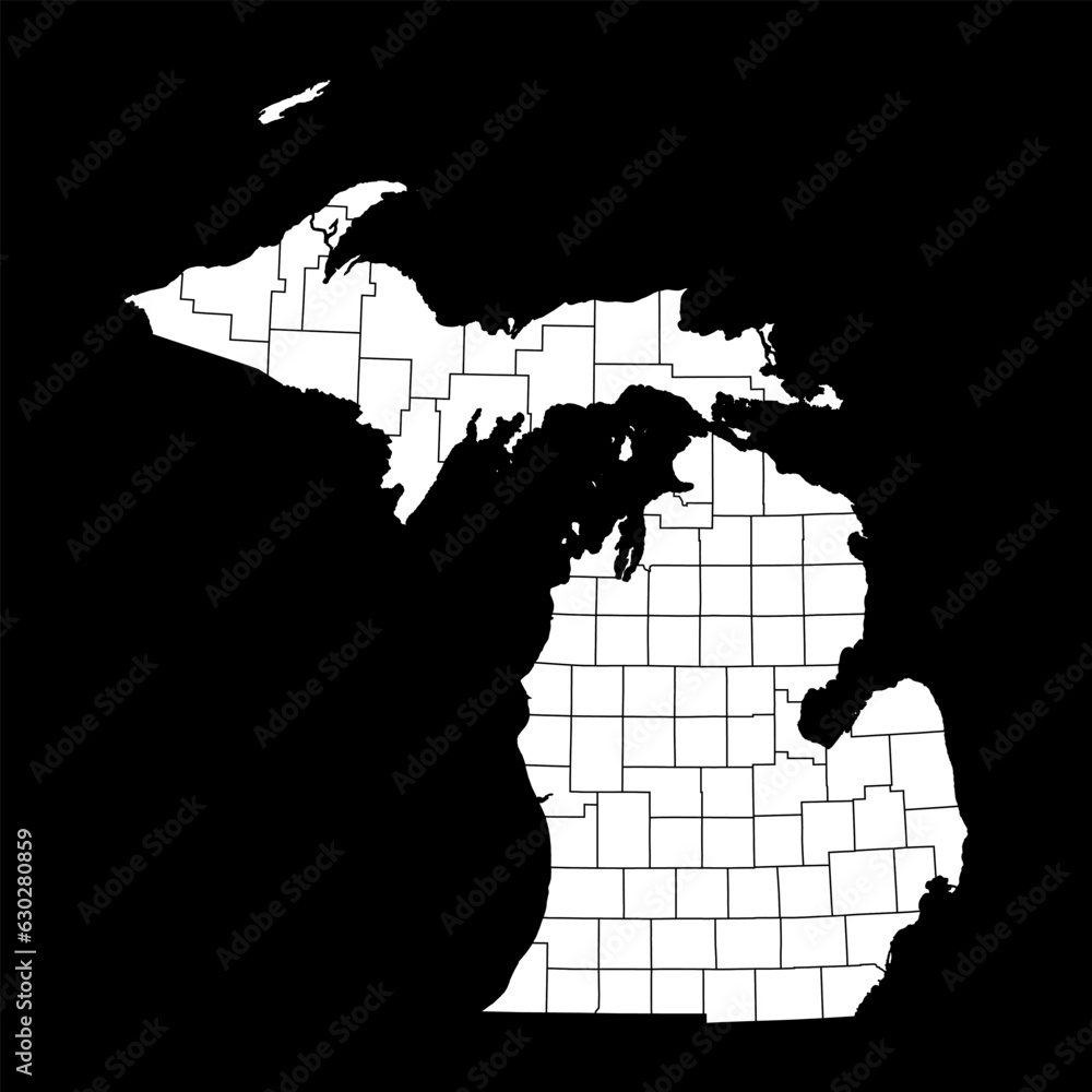 Michigan state map with counties. Vector illustration. Stock Vector ...