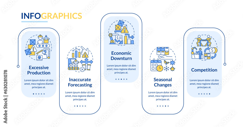2D multicolor overproduction vector infographics template, data ...