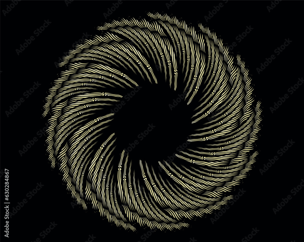 Abstract rotated black and white lines.vortex form. Geometric art ...