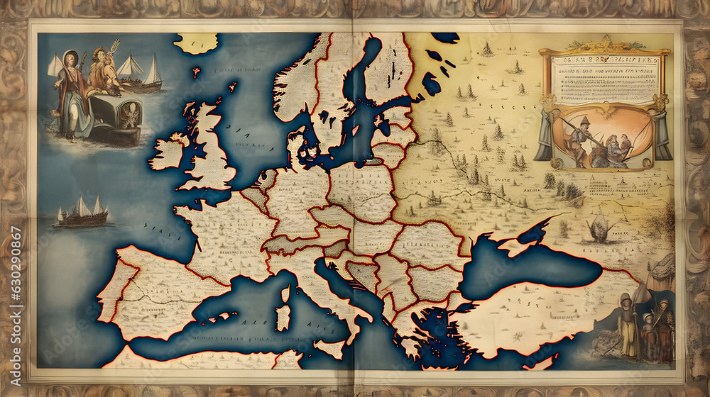 Medieval Map of Europe on Old Parchment - Generative AI Art Stock ...