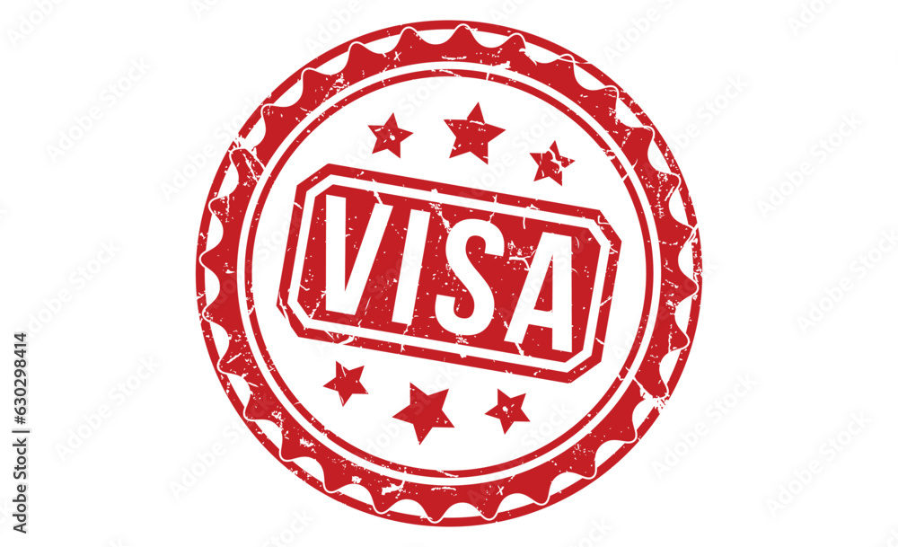 Visa stamp red rubber stamp on white background. Visa stamp sign. Visa ...