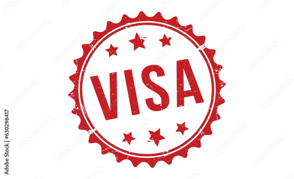 Visa stamp red rubber stamp on white background. Visa stamp sign. Visa ...