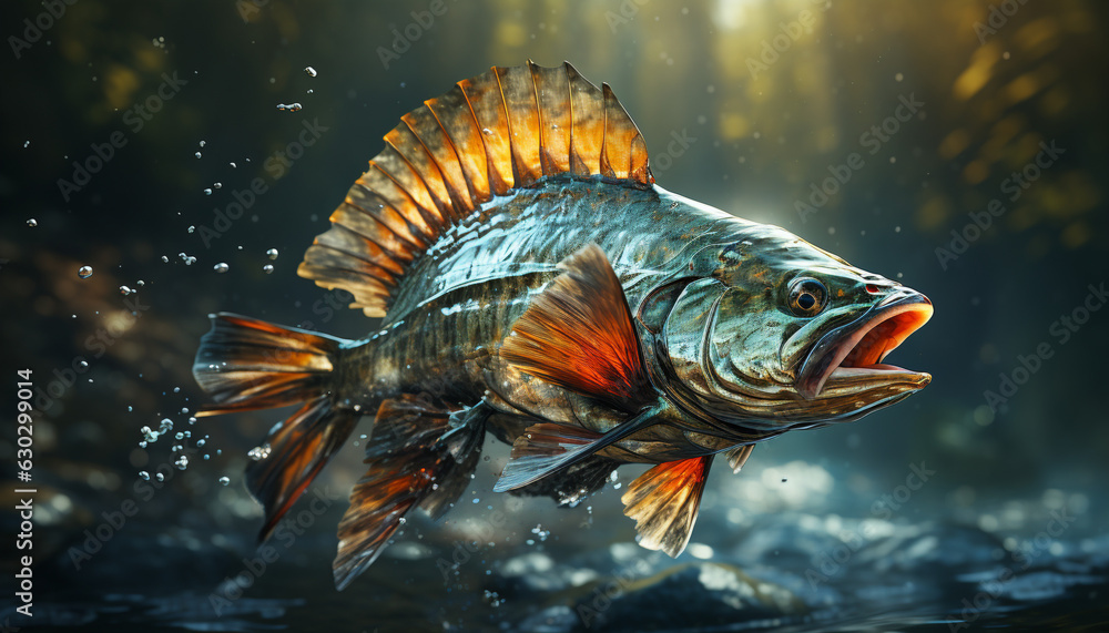 Fish Leaping in Water: Realistic Hyper-Detailed Rendering. Textural ...