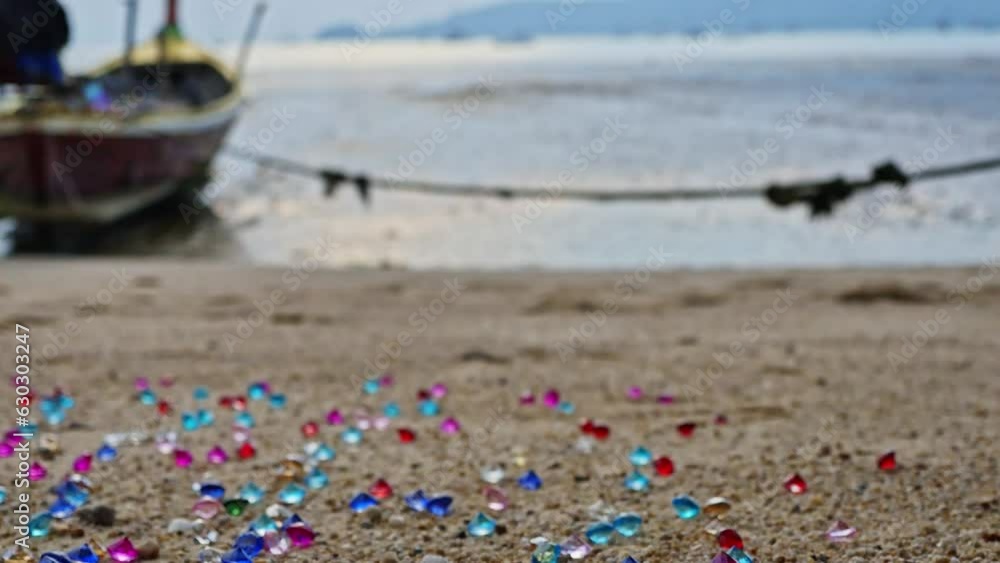 .Colorful diamonds on the beach..Each diamond caught the glimmer of the ...