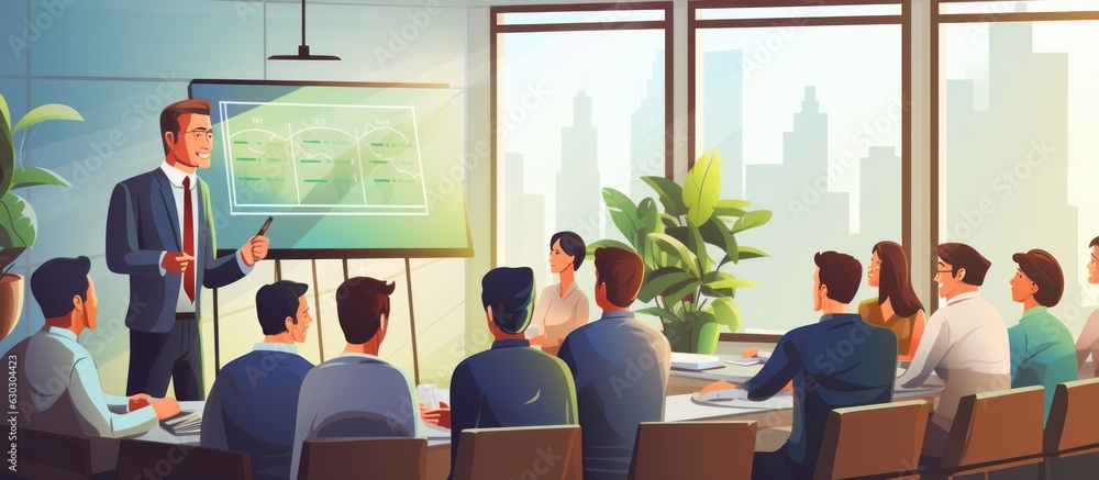 business seminar meeting business people standing presentation ne ...