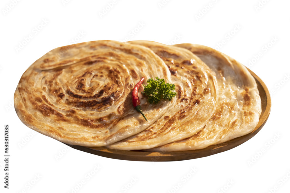 Delicious paratha on transparent background, paratha on plate Stock ...