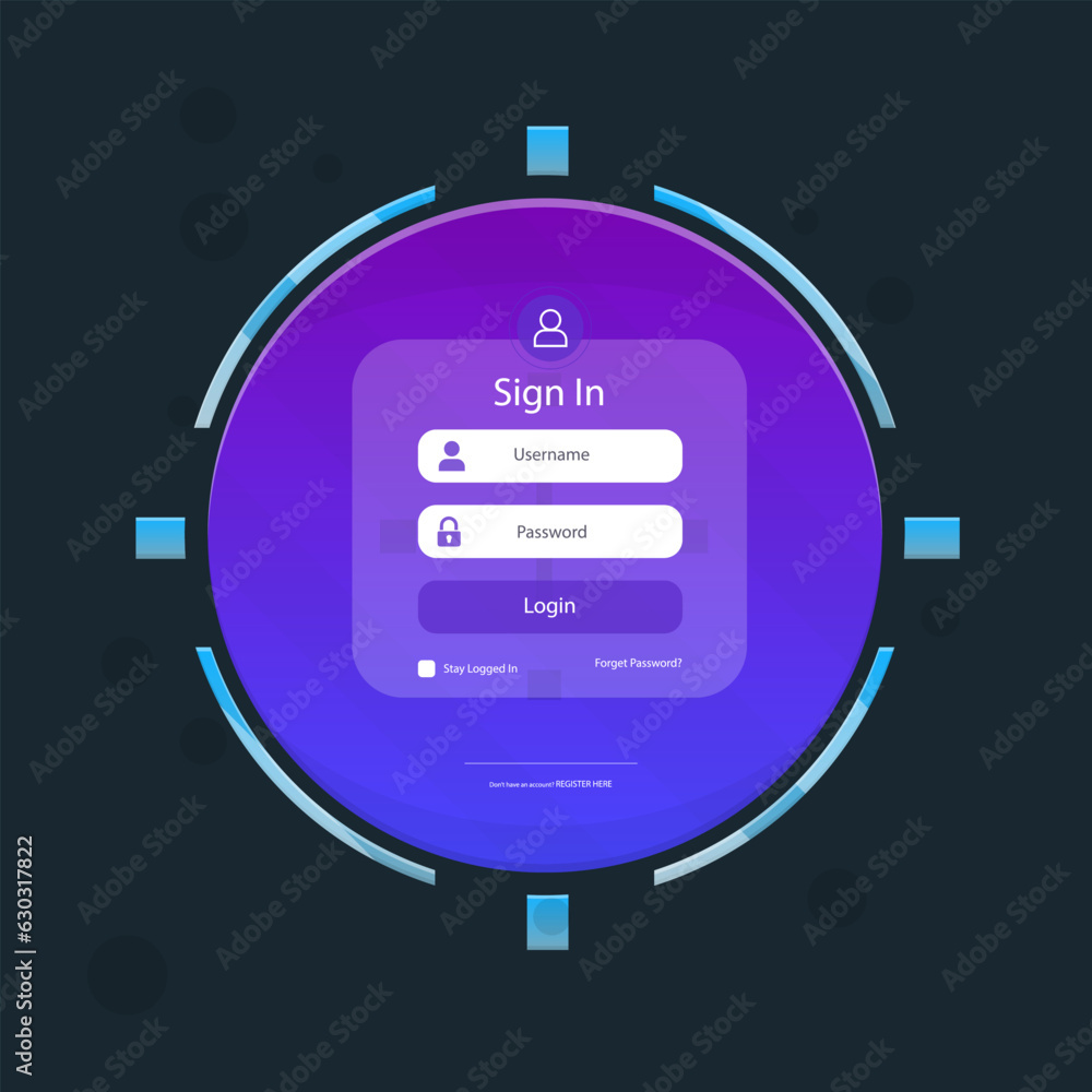 Sign In Form Game Futuristic Hud Sci Fi Frame UI Pop Up Window Blue ...